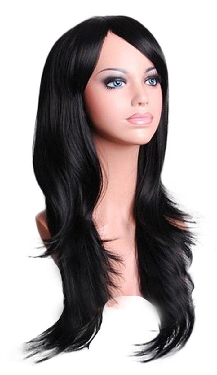 AneShe Wigs 28" Long Wavy Hair Heat Resistant Cosplay Wig for Women (Black)