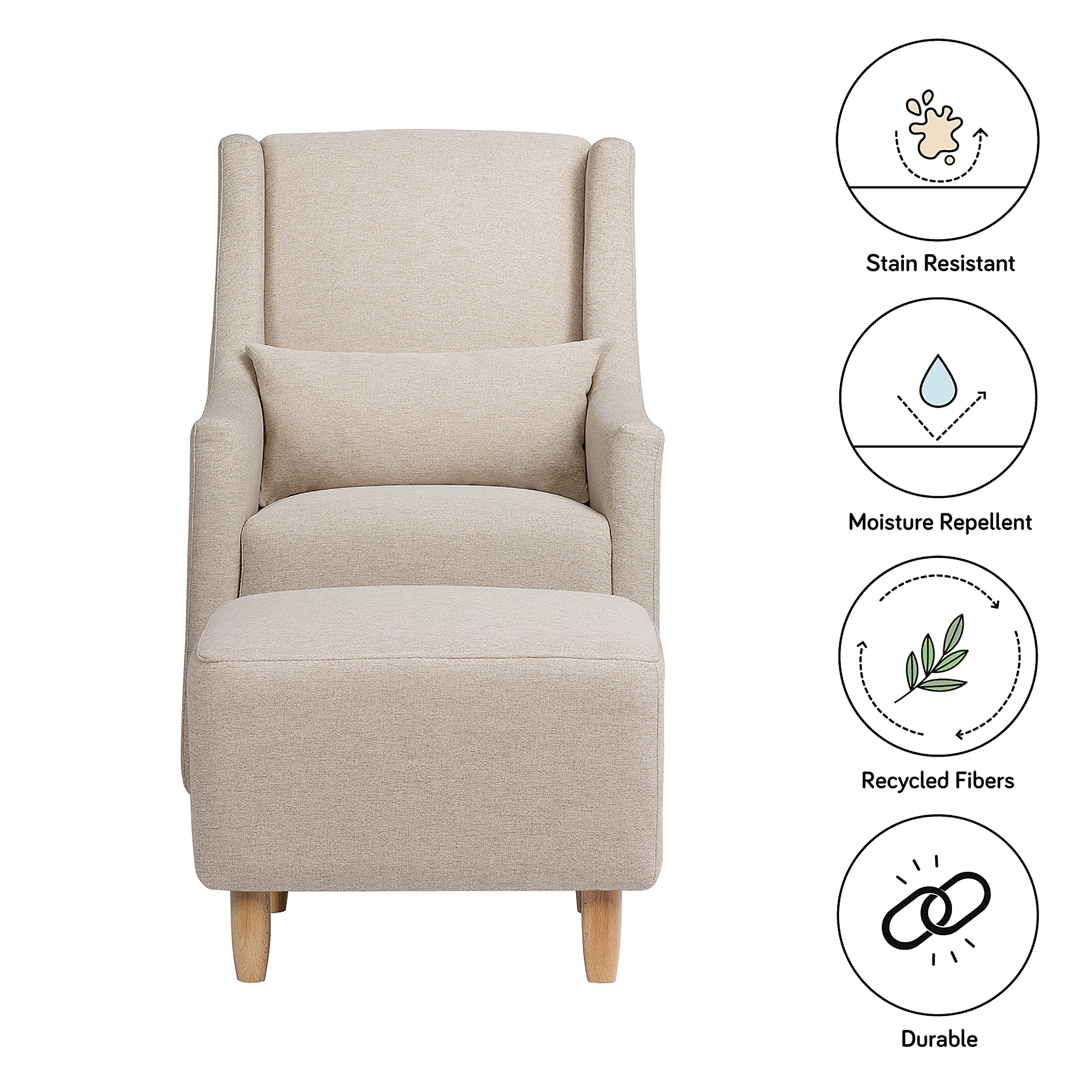 Babyletto Toco Upholstered Swivel Glider and Stationary Ottoman in Black White Boucle, Greenguard Gold and CertiPUR-US Certified