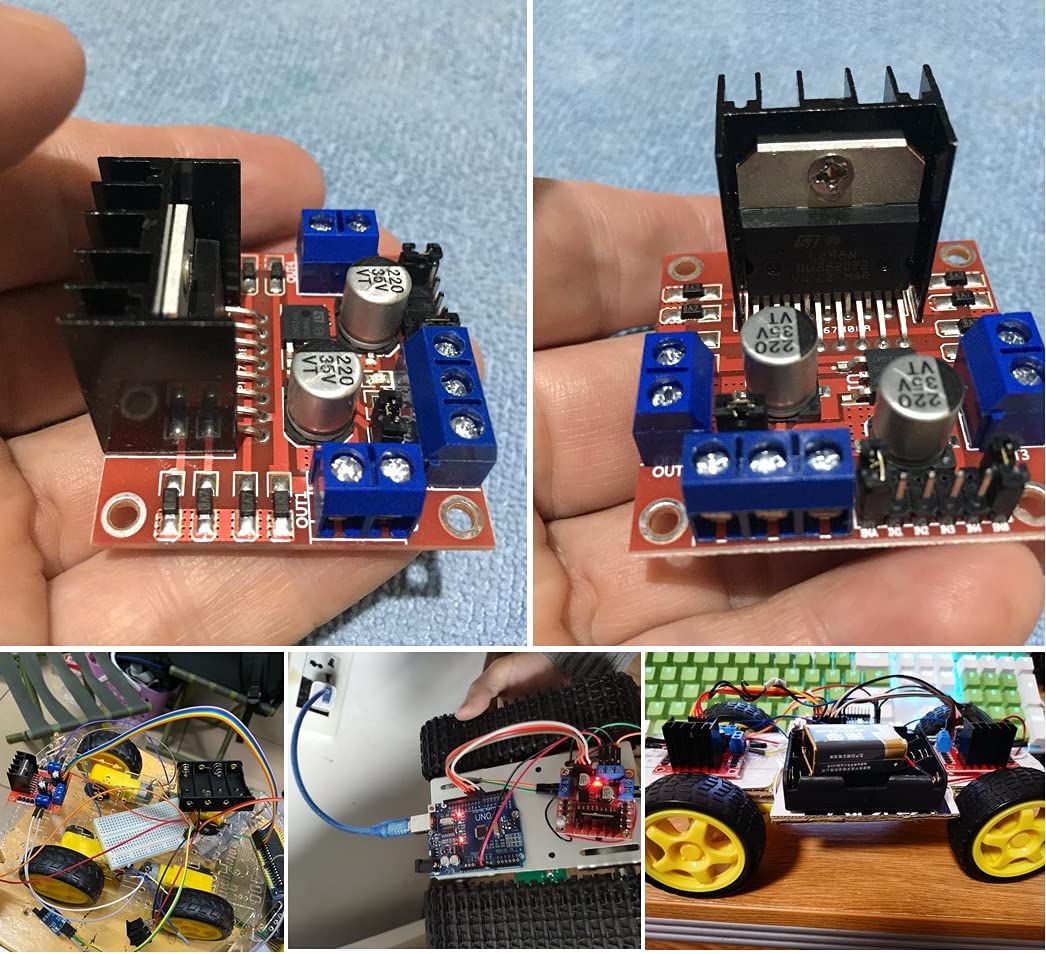 Aideepen 5pcs L298N Motor Driver Controller Board Module Stepper Motor DC Dual H Bridge for Arduin0 Smart Car Power UN0 MEGA R3 Mega256O
