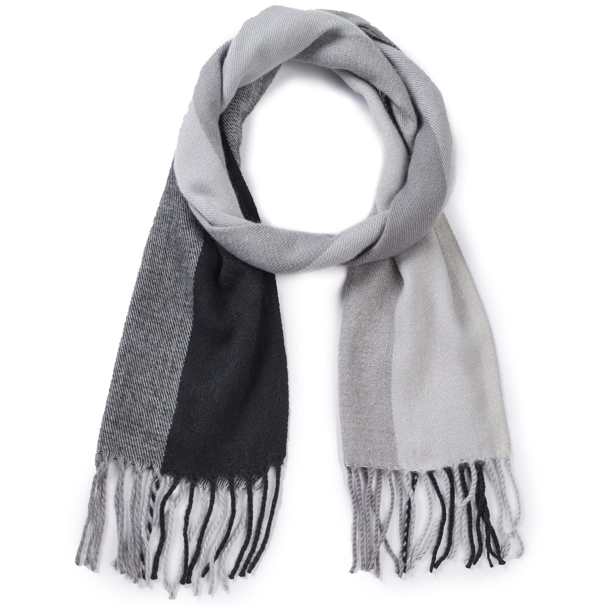 Alpine Swiss Mens Plaid Scarf Soft Winter Scarves Unisex,Gray, One Size