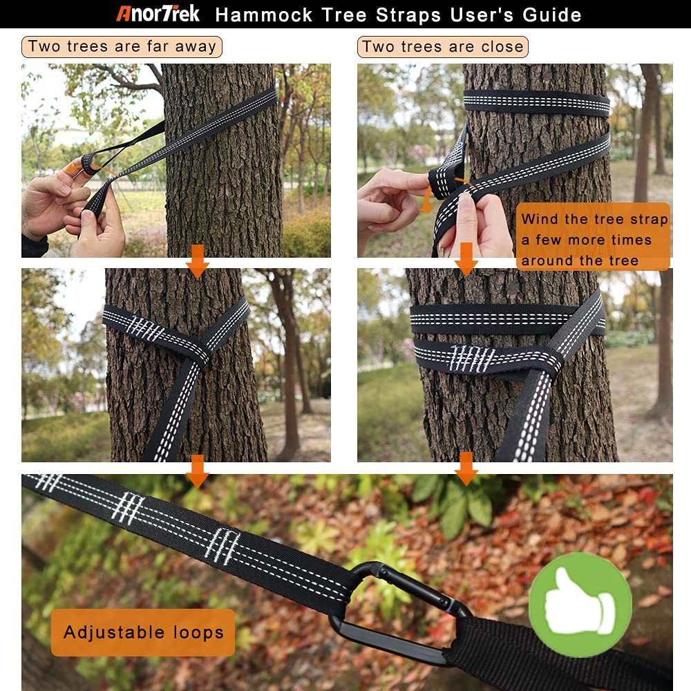 AnorTrek Camping Hammock, Super Lightweight Portable Parachute Hammock with Two Tree Straps Single or Double Nylon Travel Tree Hammocks for Camping Backpacking Hiking, Blue&dark Blue