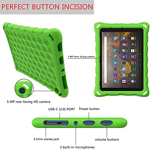 All-New Amazon Kindle Fire HD 10 Tablet Case & Fire HD 10 Plus Case(11th Generation, 2021 Release), DJ&RPPQ [Adult & Kids Friendly] Light Weight Shock Proof Back Cover for Fire HD 10.1" Tablets, Blue
