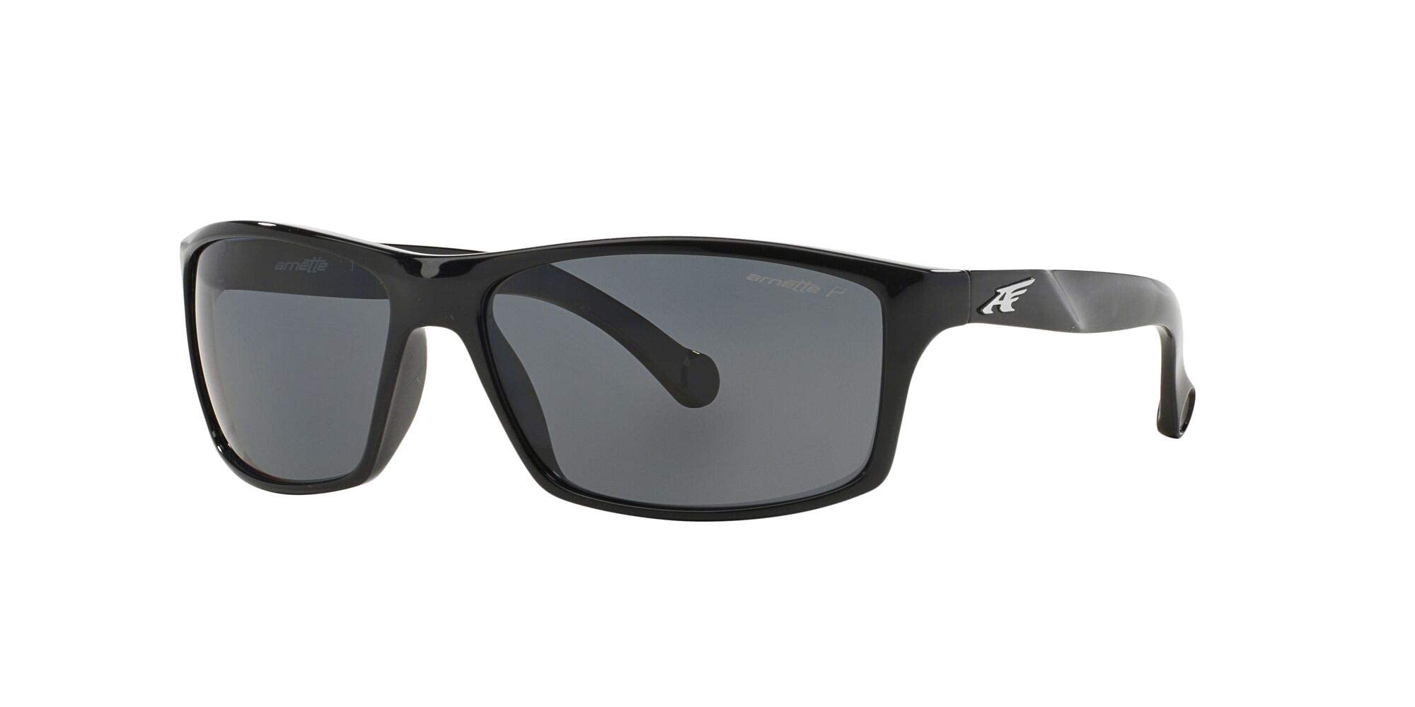 Arnette AN4207 Boiler Rectangular Sunglasses, Black/Grey Polarized, 61 mm