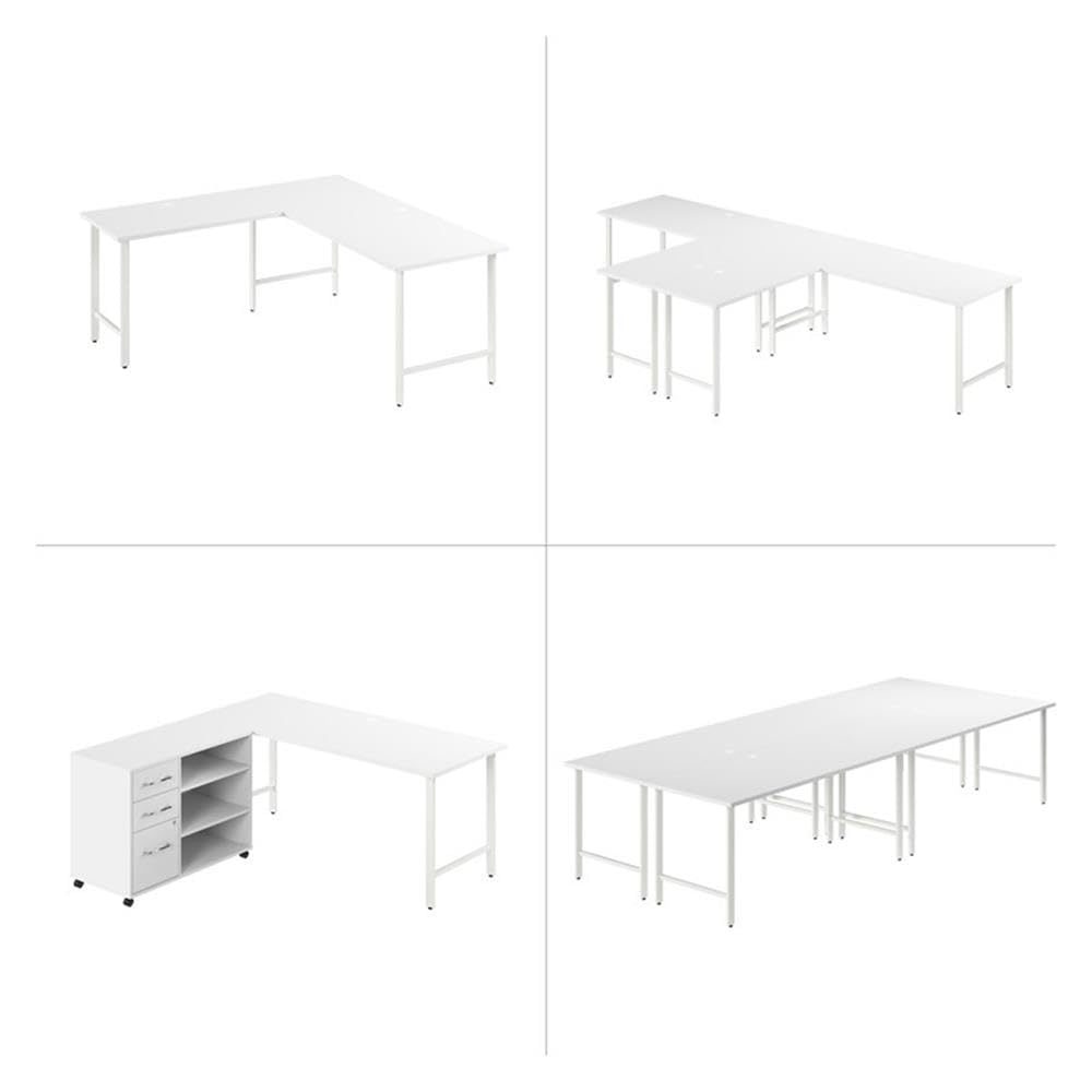 Bush Business Furniture Hustle 72W x 30D Computer Desk with Metal Legs in White, Modular Office Table for Home and Professional Workspace