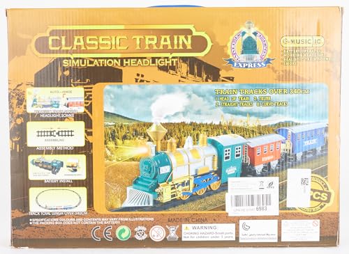 deAO Train Set for Christmas Tree,Classical Christmas Train Sets with Headlight, Smoke, Realistic Sounds, 3 Car Carriage and 11 Feet Track – Great Accessory for Kids and Christmas Decoration