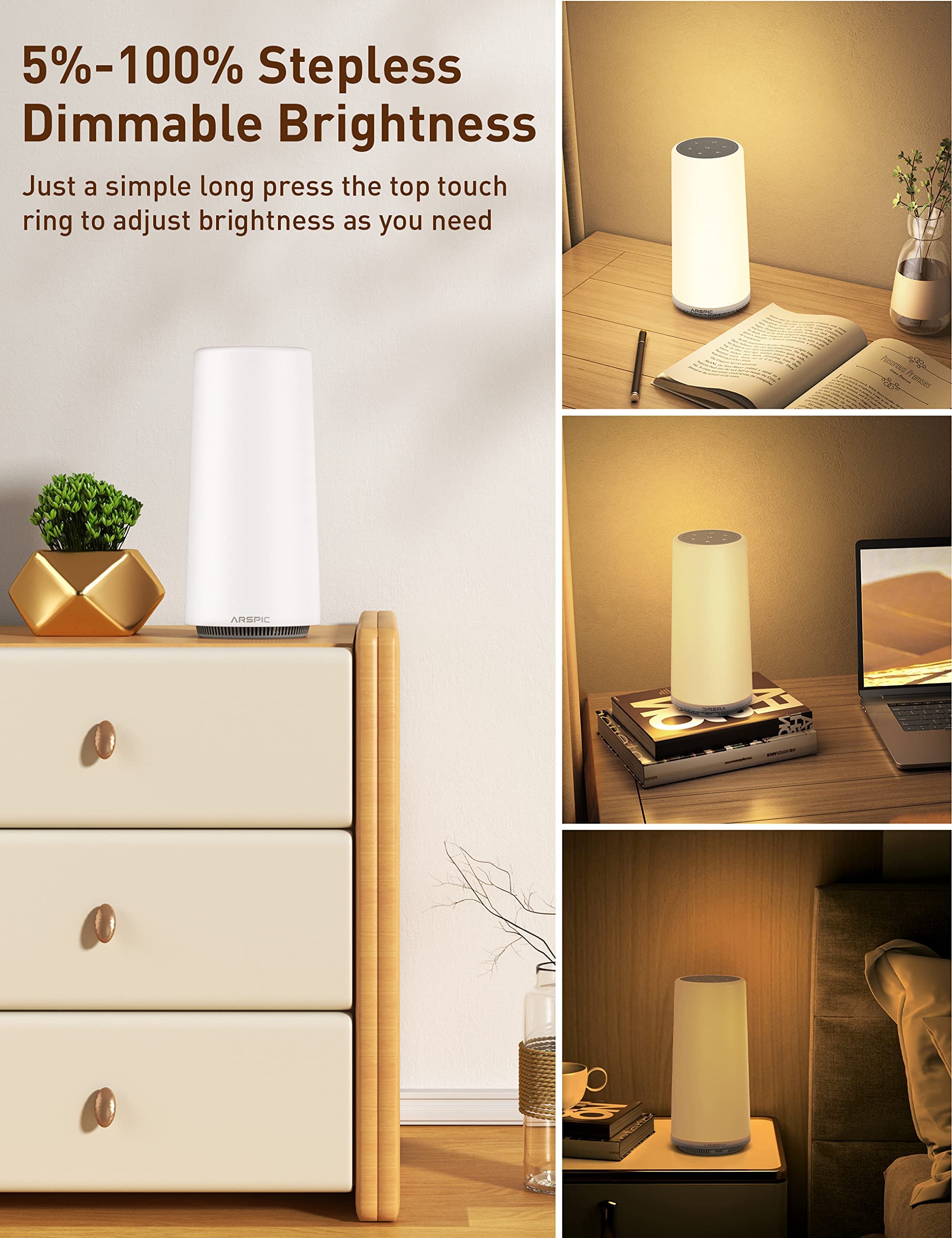 Arspic White Noise Machine, 24 Soothing Sound Machine with Night Light, Touch Control, Timer, Noise Machine for Sleeping Baby Adults Kids
