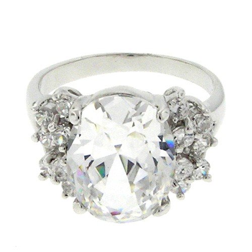 Alljoy Classic Engagement Ring w/Oval Brilliant White CZ Size 7