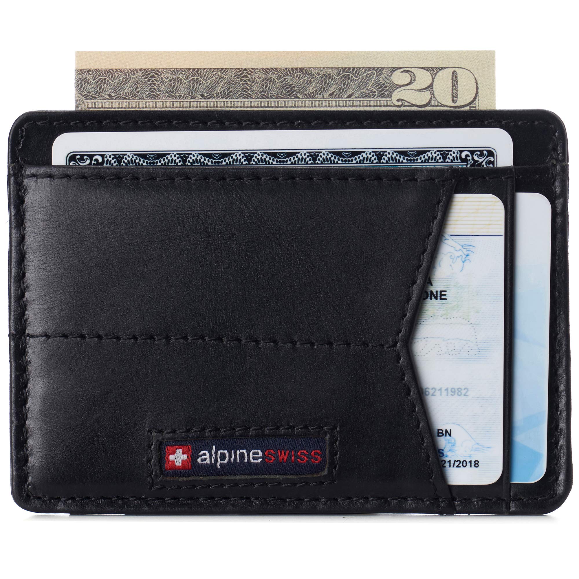 Alpine Swiss Oliver Mens RFID Blocking Minimalist Front Pocket Wallet Leather Comes in a Gift Box Distressed Brown
