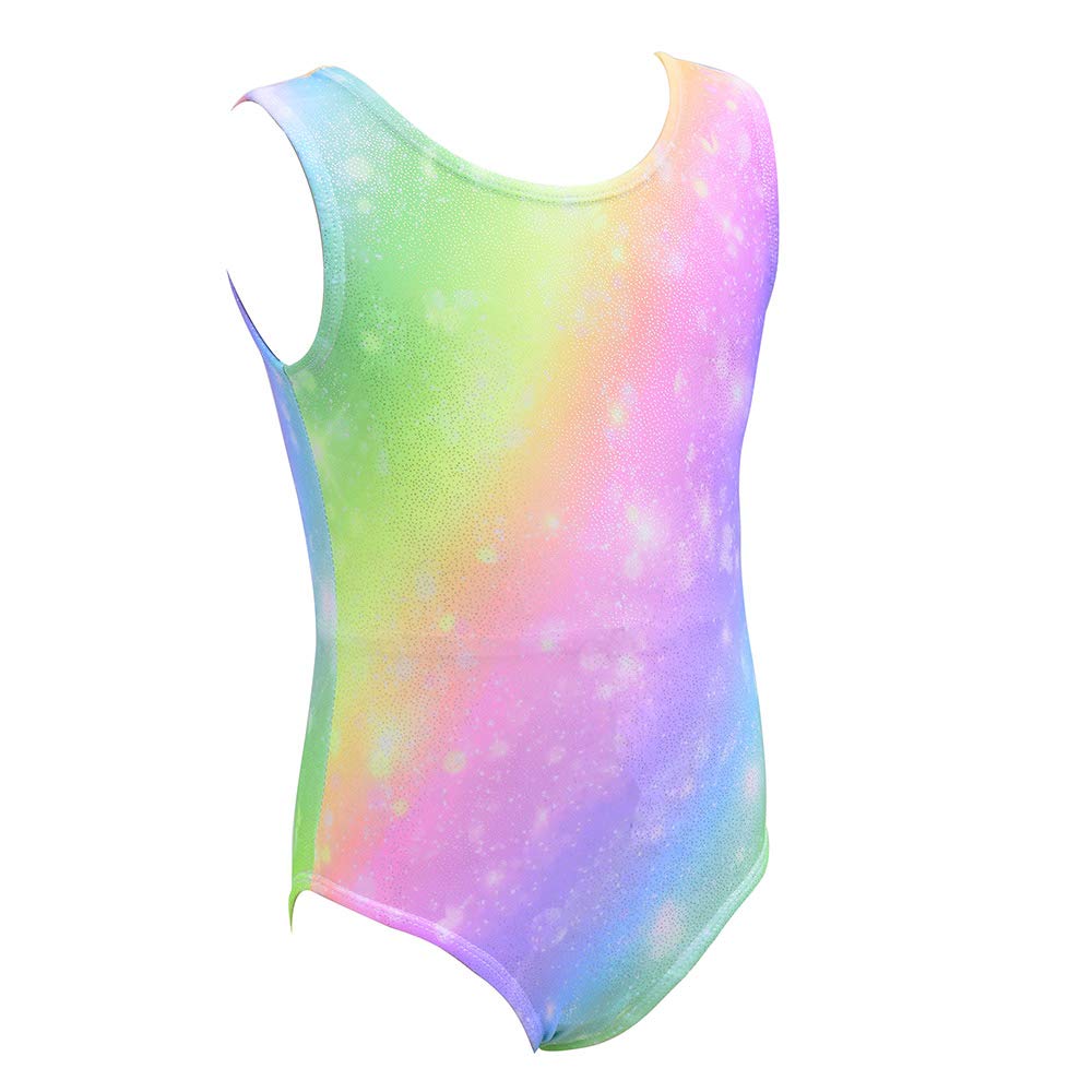 Aosva Gymnastics Leotards for Big Girls One-piece Brithday Colorful Rainbow Dancing Athletic Apparel 10-11Y