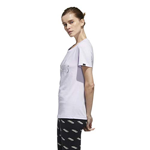 adidas Women's Foil T-Shirt Purple Tint/Silver Metallic Medium