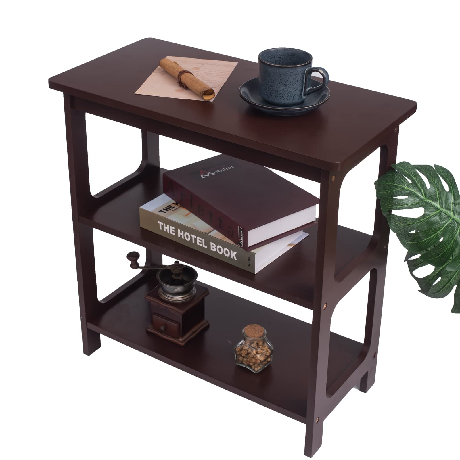 ARPHASLE Side Table, 3-Tier Narrow End Table, Slim Nightstand for Small Spaces, Hallway, Living Room, Bedroom 23.6”L x 11.8”D x 23.6”H