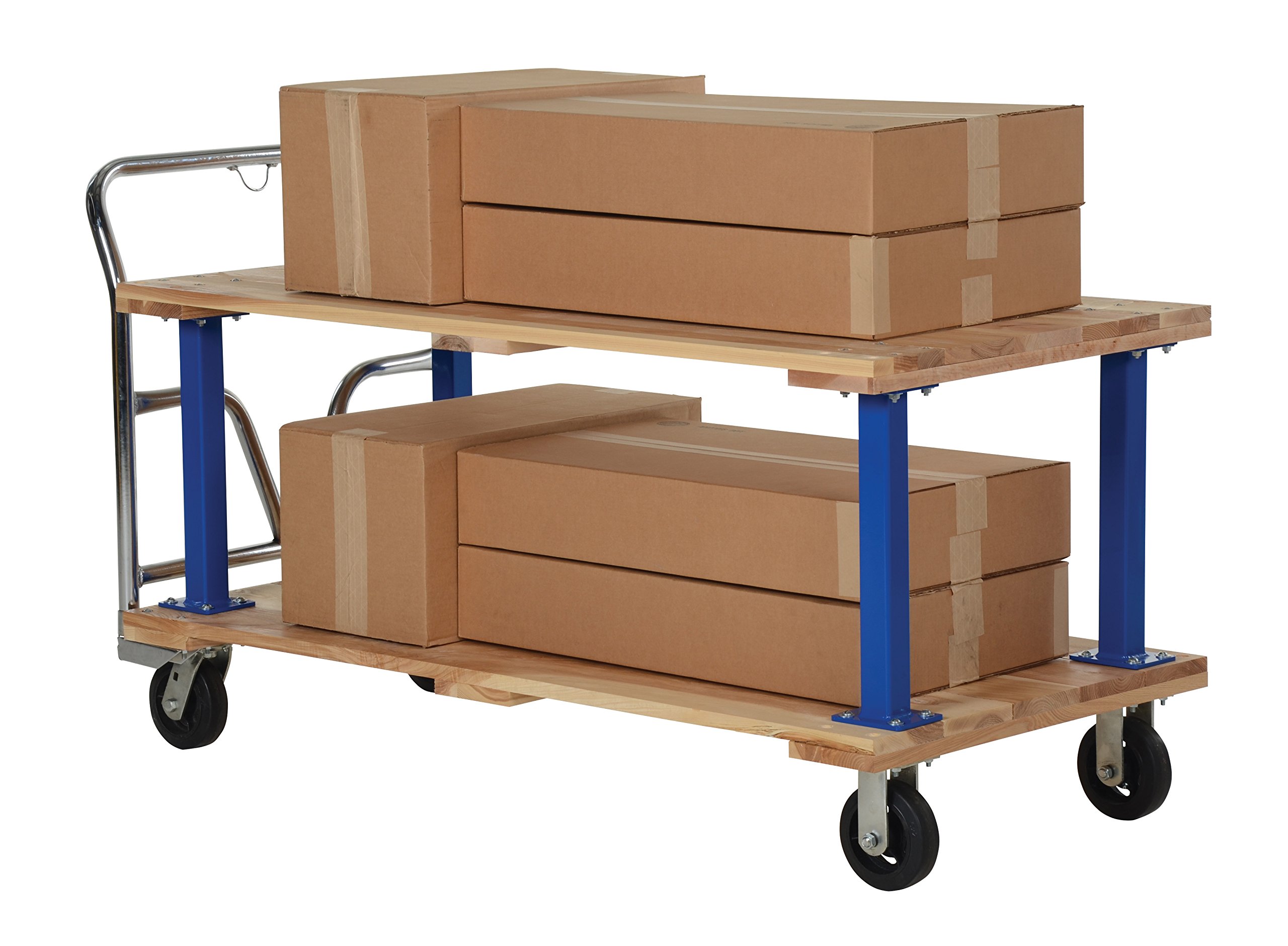 Vestil VHPT/D-3060 Double Decker Hardwood Platform Cart, 1600 lbs Capacity, 60" Length x 30" Width Deck, Overall Height (in.) 36-1/2, Lower Deck Height (in.) 9-1/2, Top Deck Height (in.) 29-1/2