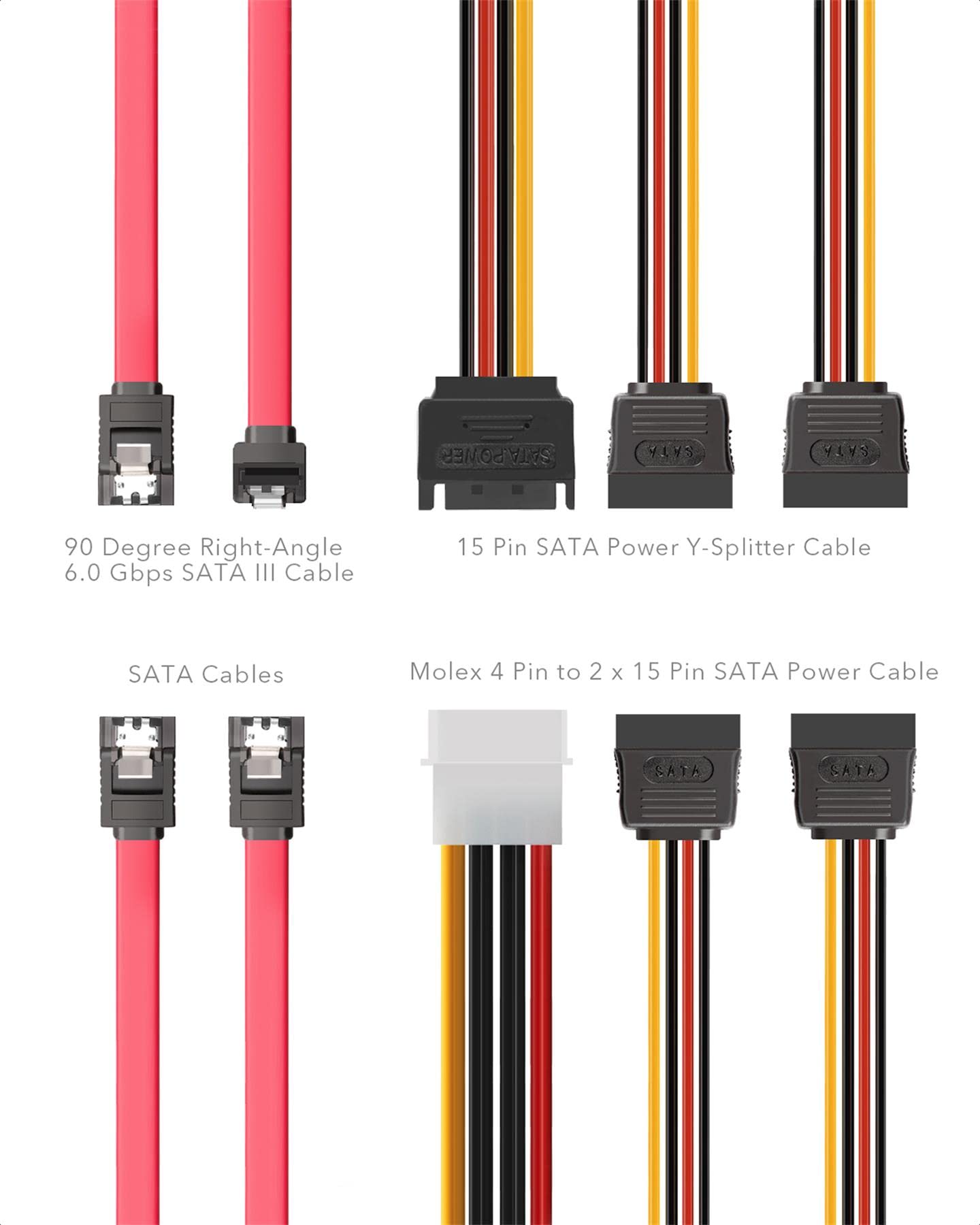 Inateck SATA Data Cable and SATA Power Splitter Cable,ST1003