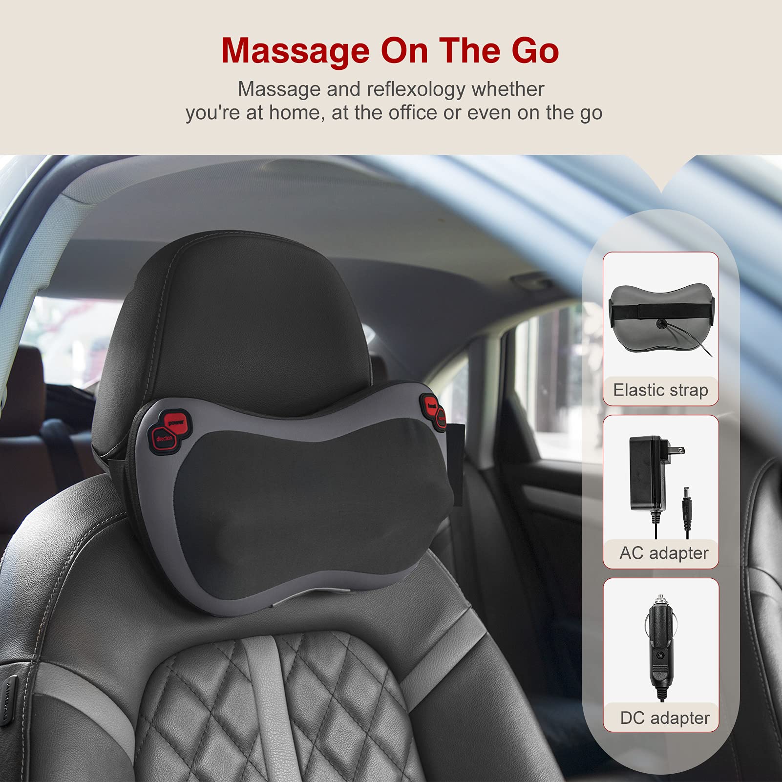 Back Massager Massage Pillow with Heat, Shiatsu and Deep Tissue Kneading for Shoulder, Lower Back and Muscle Pain Relief, Relaxation in Car Home and Office
