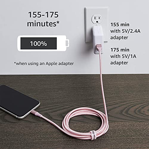 Amazon Basics iPhone Charger Cable, Nylon USB Type A to Lightning, MFi Certified, For Apple iPhone 142, 13, 12, 11, X, Xs, Pro, Pro Max, Plus, iPad, 10,000 Bend Lifespan, 6 feet, 2 Pack, Rose Gold