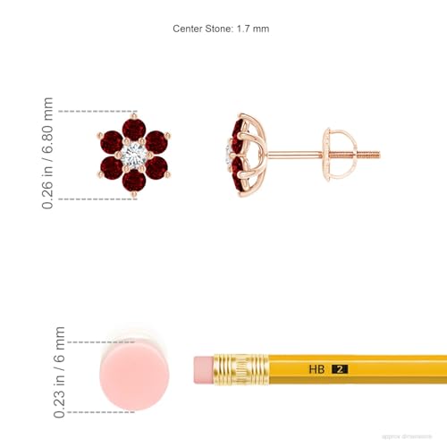 ANGARA Natural Ruby Stud Earrings for Women in 14K Rose Gold (Grade-AAAA | Gemstone Size-1.7mm) | July Birthstone Jewelry Gift for Women | Birthday | Wedding | Anniversary
