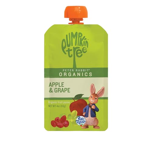 Pumpkin Tree Peter Rabbit Organics, Organic Apple and Grape 100% Pure Fruit Snack, 4 Ounce (Pack of 10)