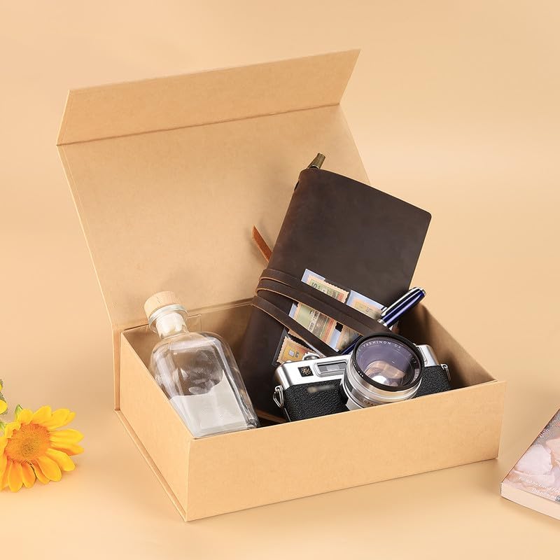 RayofSun Brown Small Gift Boxes With Lids For Presents.10.5 * 7 * 3in Bridesmaid Proposal Box ForFor Wedding,Christmas,Birthday(1pc