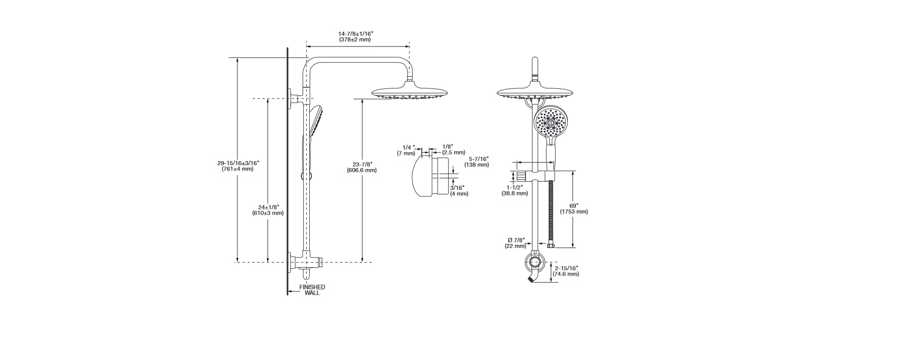 American Standard 9035804.002 Spectra Versa System with Rain Showerhead and Hand Shower, 2.5 GPM, Polished Chrome