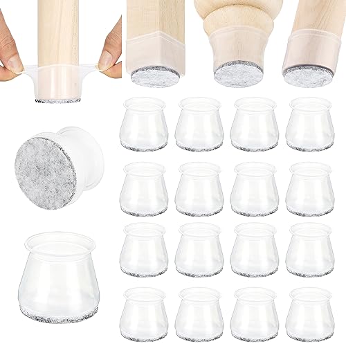 Aneaseit Chair Leg Floor Protectors - 16 pcs Clear - Felt Bottom Silicone Pads for Hardwood Floors & Furniture Feet - Rubber Caps for Chairs - Medium