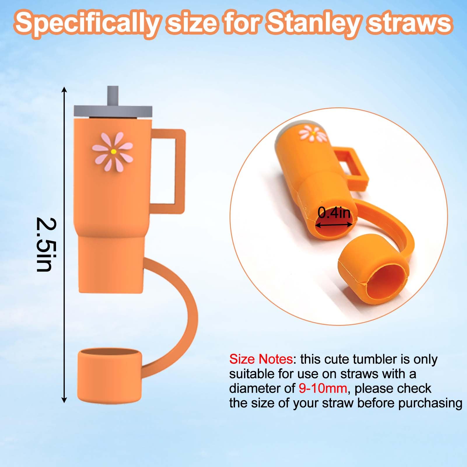 AIERSA 5Pcs Straw Cover for Stanley Cup, Silicone Straw Topper Compatible with Stanley 64&30&40oz Tumbler with Handle,Straw Cover Caps for Stanley Cups Accessories