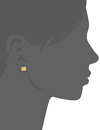Amazon Essentials Yellow Gold Plated Sterling Silver Honey Topaz Stud Earrings made with Gemstone Topaz Gemstones, (previously Amazon Collection)