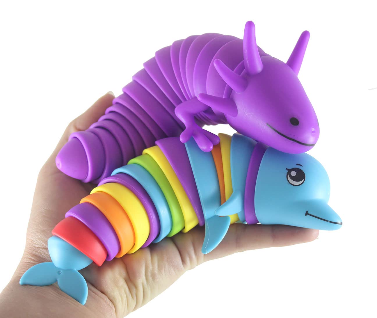 Axolotl and Dolphin Fidget - Large Wiggle Articulated Jointed Moving Axolotyl Toy - Unique Gift (Random Colors)