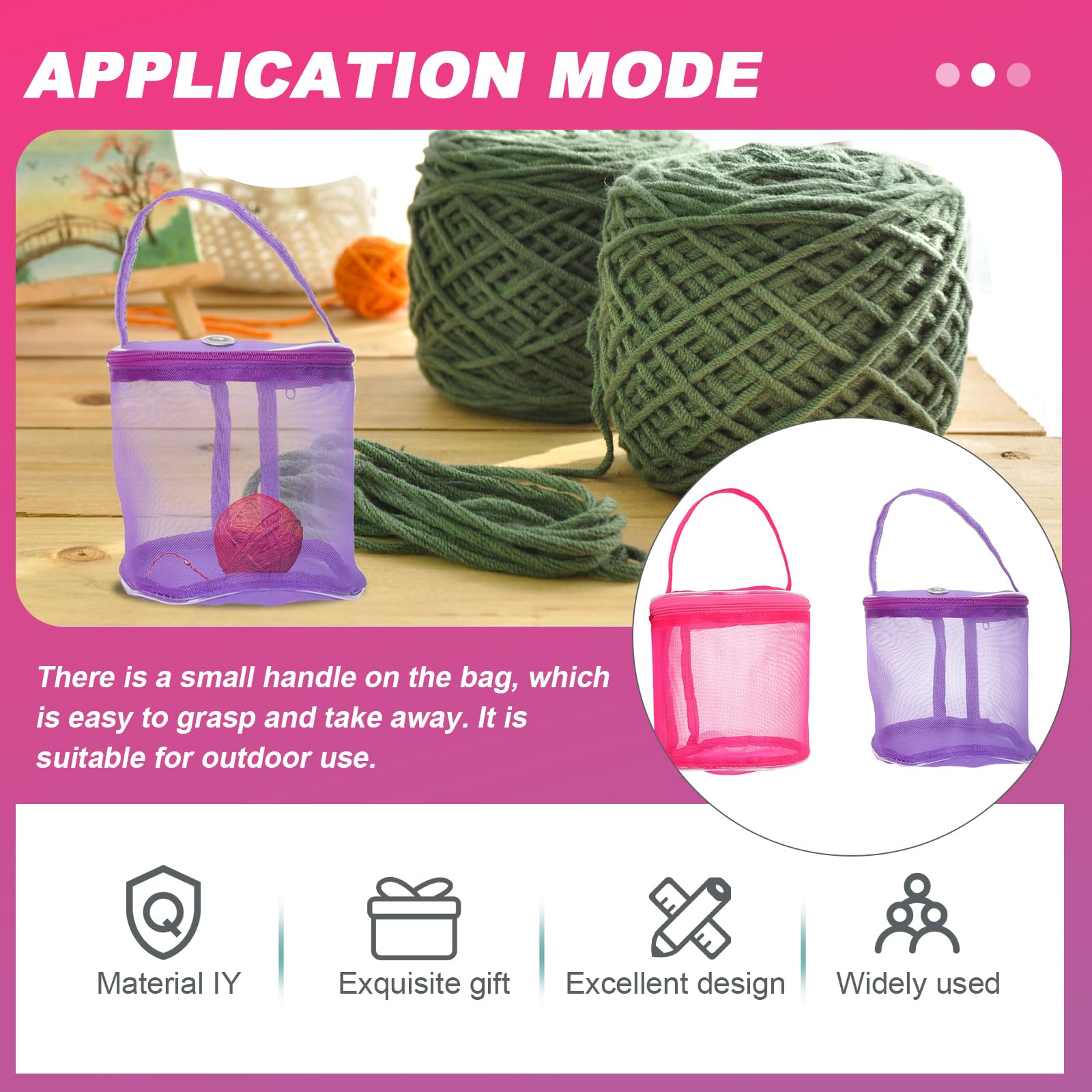 VILLCASE 2Pcs Wool Storage Bag Yarn Ball Holder Yarn Storage Yarn Thread Holder Yarn Ball Dispenser mesh Knitting Bag Multipurpose Tool Portable Yarn Bags Purple to Weave Nylon Handbag