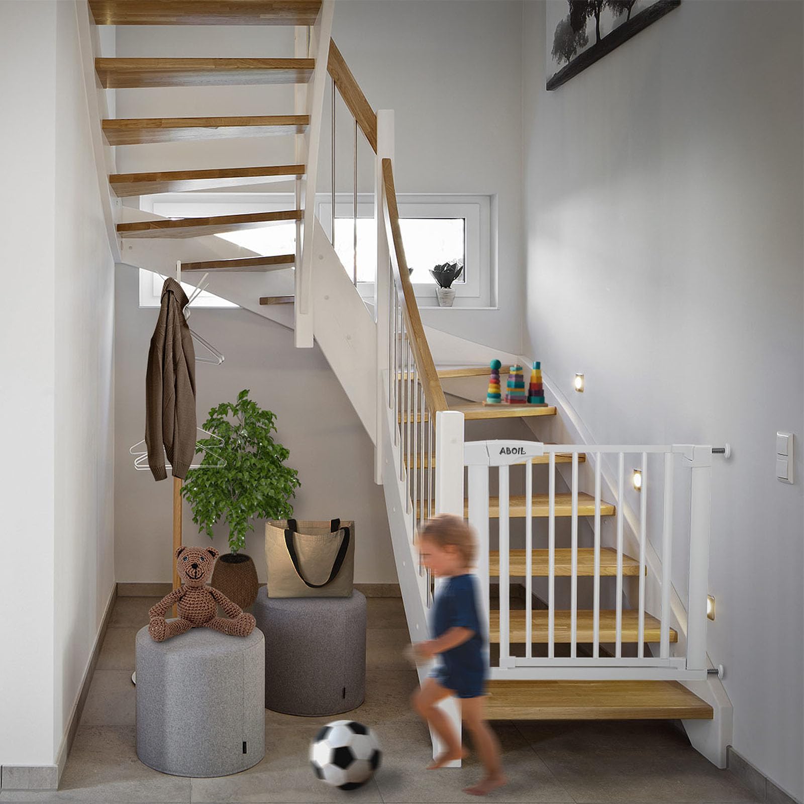 ABOIL 30'' Tall, 5.5'' Wide Gate Extender for Baby Dog, Extra Wide Pet Gate Accessories for Stairs Doorways (White)