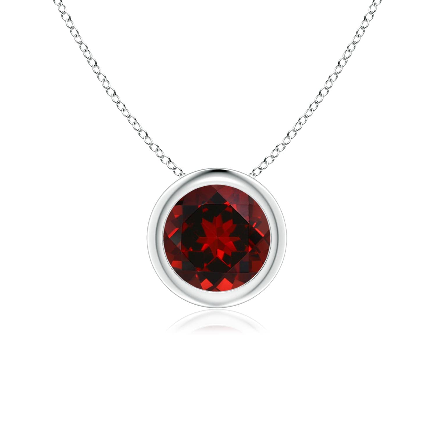 Angara Natural Garnet Solitaire Pendant Necklace for Women in Sterling Silver (Grade-AAAA | 6mm) January Birthstone Jewelry Gift for Women | Birthday | Wedding | Anniversary