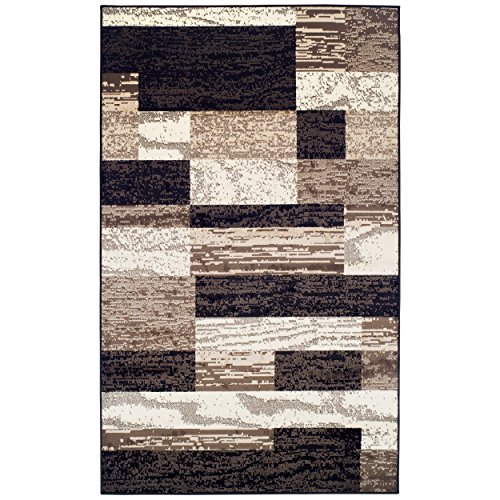 BNM Indoor Small Area Rug, Jute Backing, Modern Geometric, Perfect for Living Room, Dining Room, Bedroom, Hardwood Floors, Office, Dorm, Entryway, Patchwork Color Block, 8' x 10', Chocolate