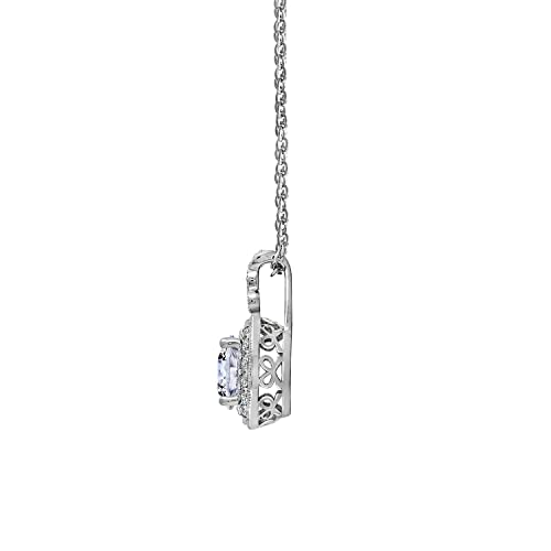 Amazon Essentials Platinum Plated Sterling Silver Antique Pendant Necklace set with Round Cut Infinite Elements Cubic Zirconia (2.8 cttw), (previously Amazon Collection)