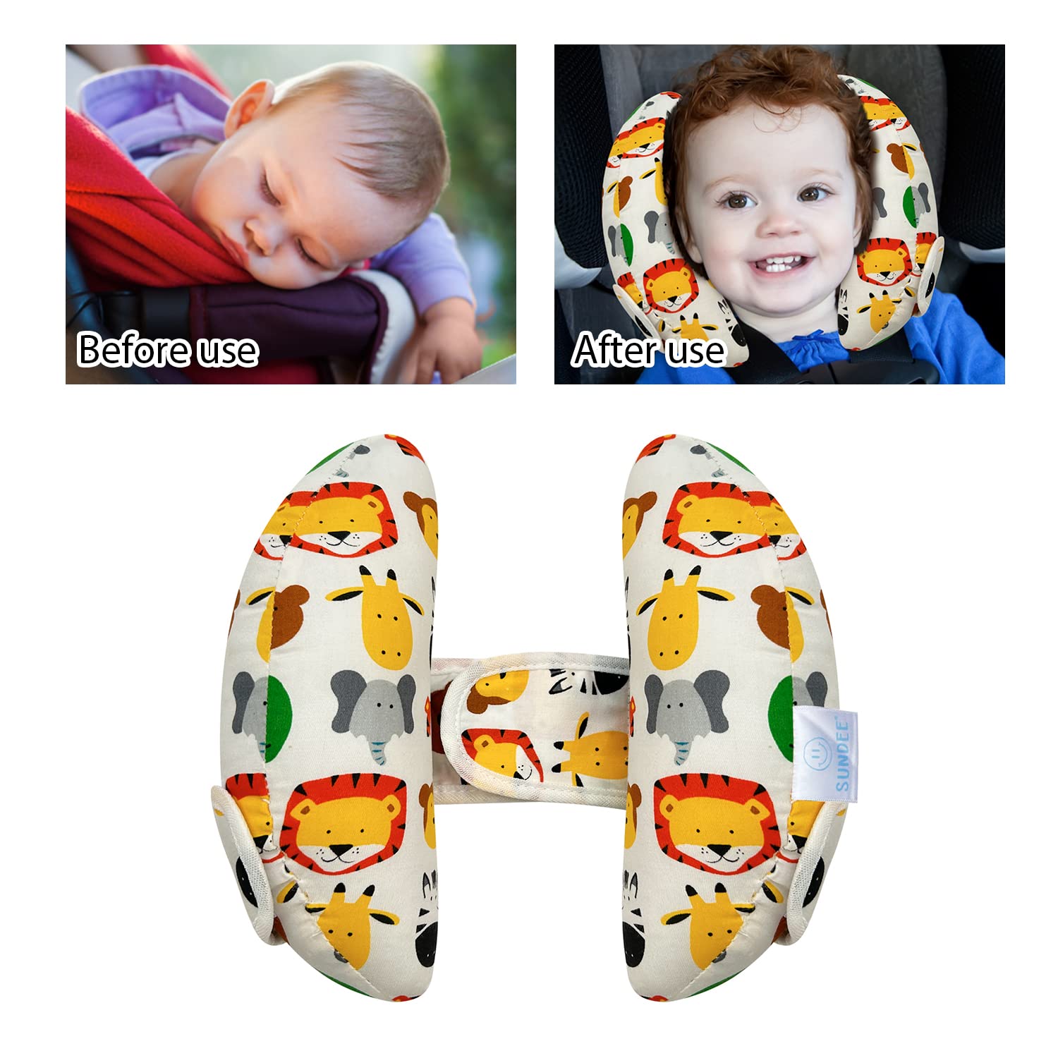 Baby Car Seat Head Neck Support, Toddler Adjustable Stroller Safety Insert, Banana U-Shape Travel Headrest Cushion