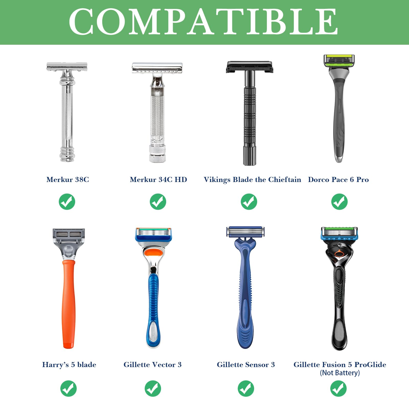 Linkidea 2 Pack Safety Razor Stand, Opening Dia 0.7" (18.5mm) Men's Shaving Stand for Bathroom Countertops, Compatible with Gillette Mach 3 (Silver)