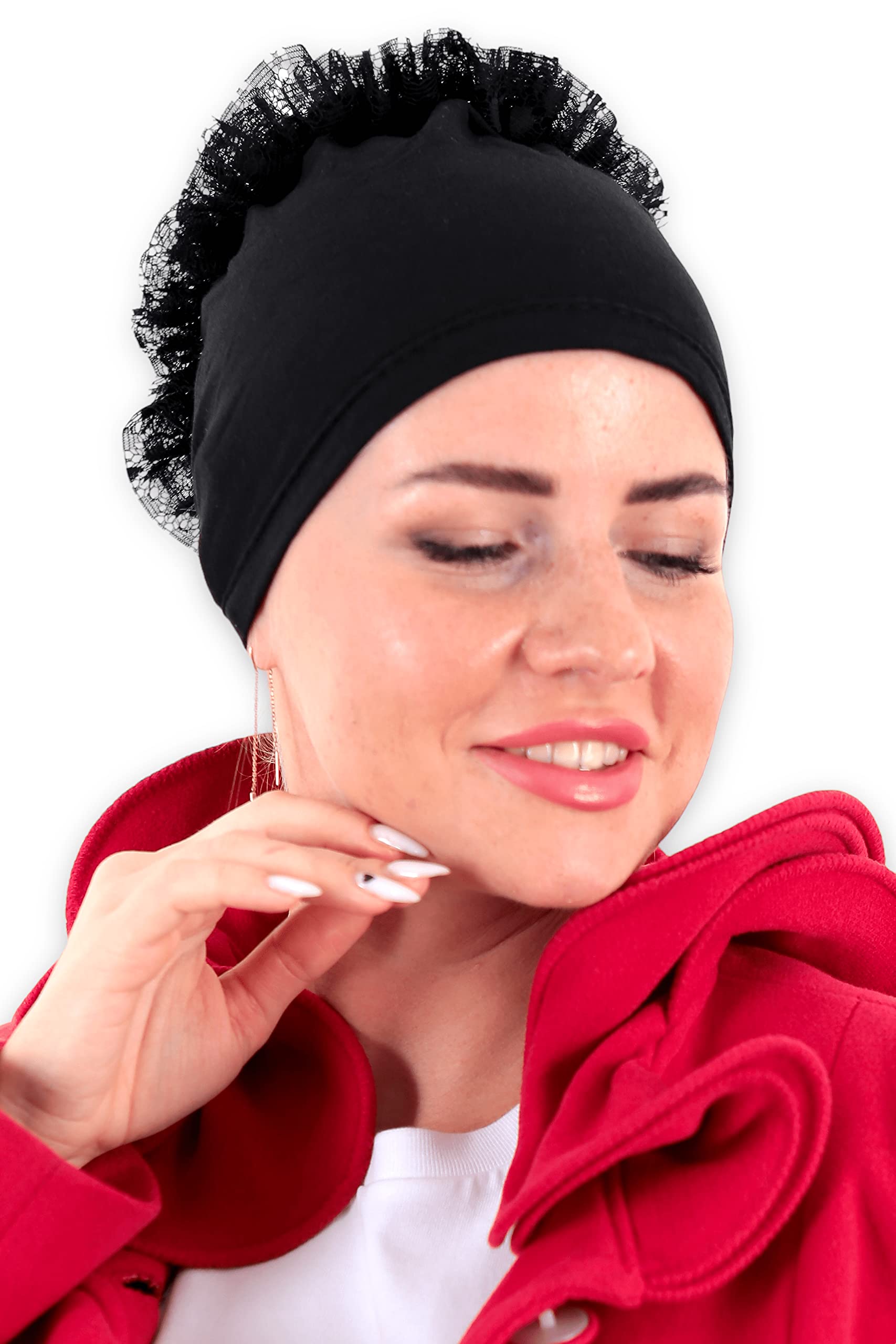 Avanos Hijab Undercap Volumizer, 100% Cotton Hijab for Women, Underscarf Hijab Cap, Instant Ready to Wear Head Wrap Muslim (Black)