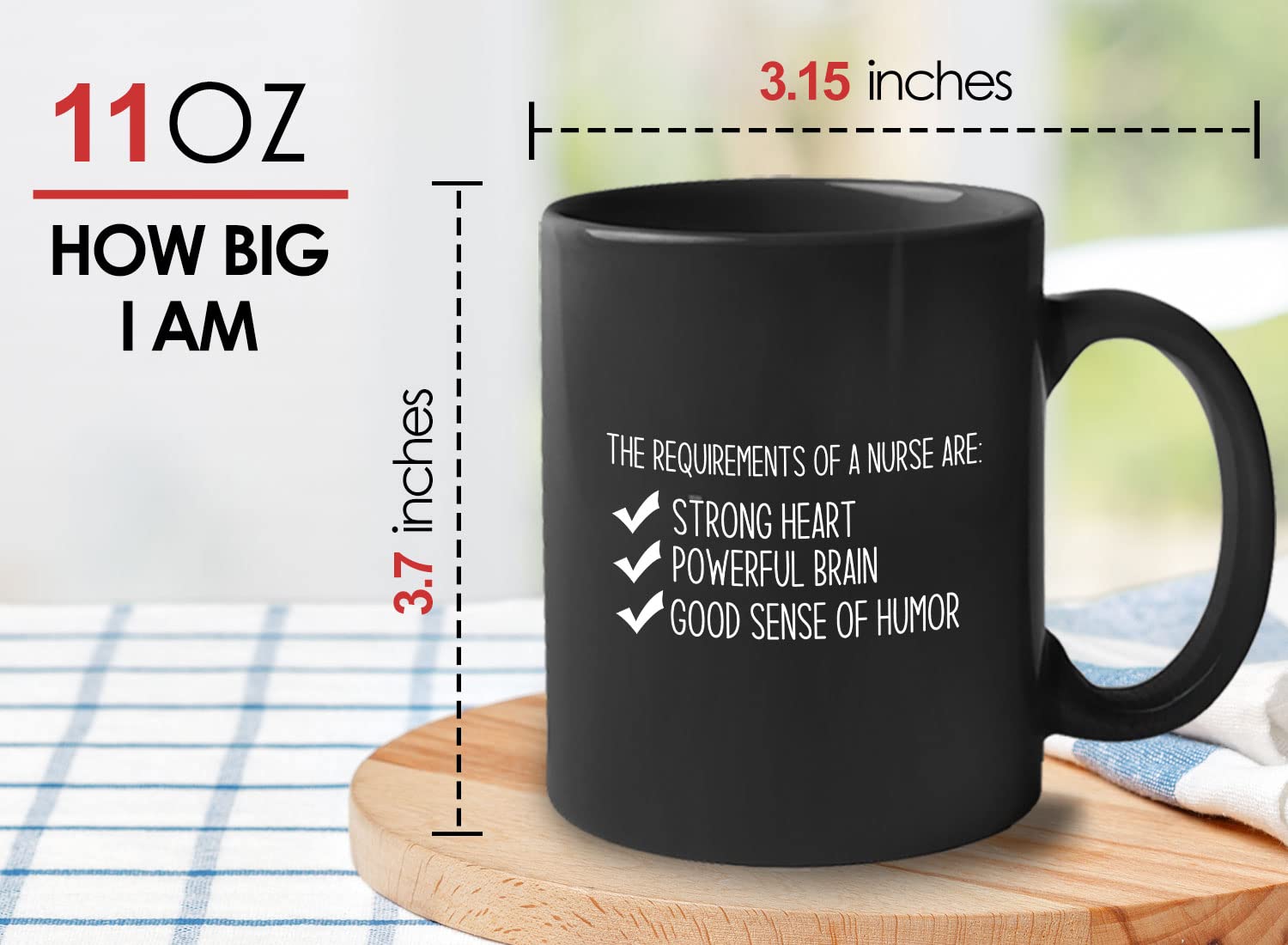 Bubble Hugs Nurse Coffee Mug 11oz Black - The Requirements - Labor Clinical Certified Nursing Assistant Surgical Emergency Oncology Practitioner