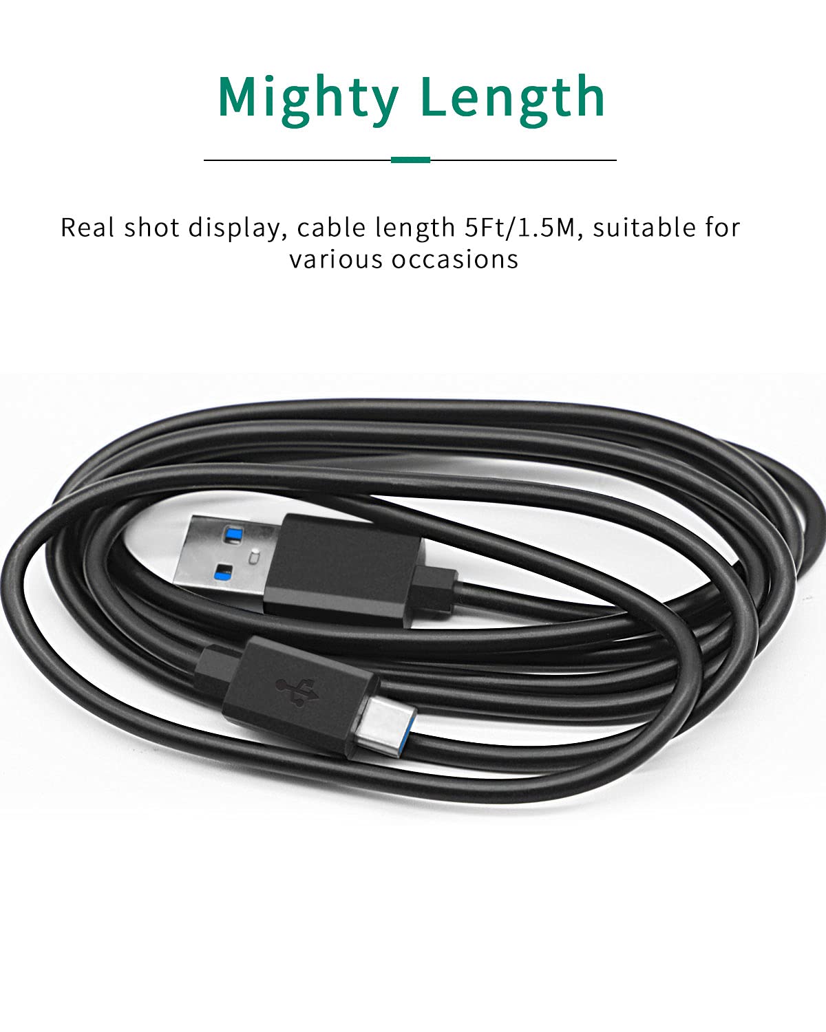 Air Flying wing Type-C Charger Charging Cable for Sony WH-1000XM3 WF-1000XM3 WH-XB900N WH-CH510, AKG Y400, Y600NC, Bose NCH700 Wireless Headphones (5FT Black)