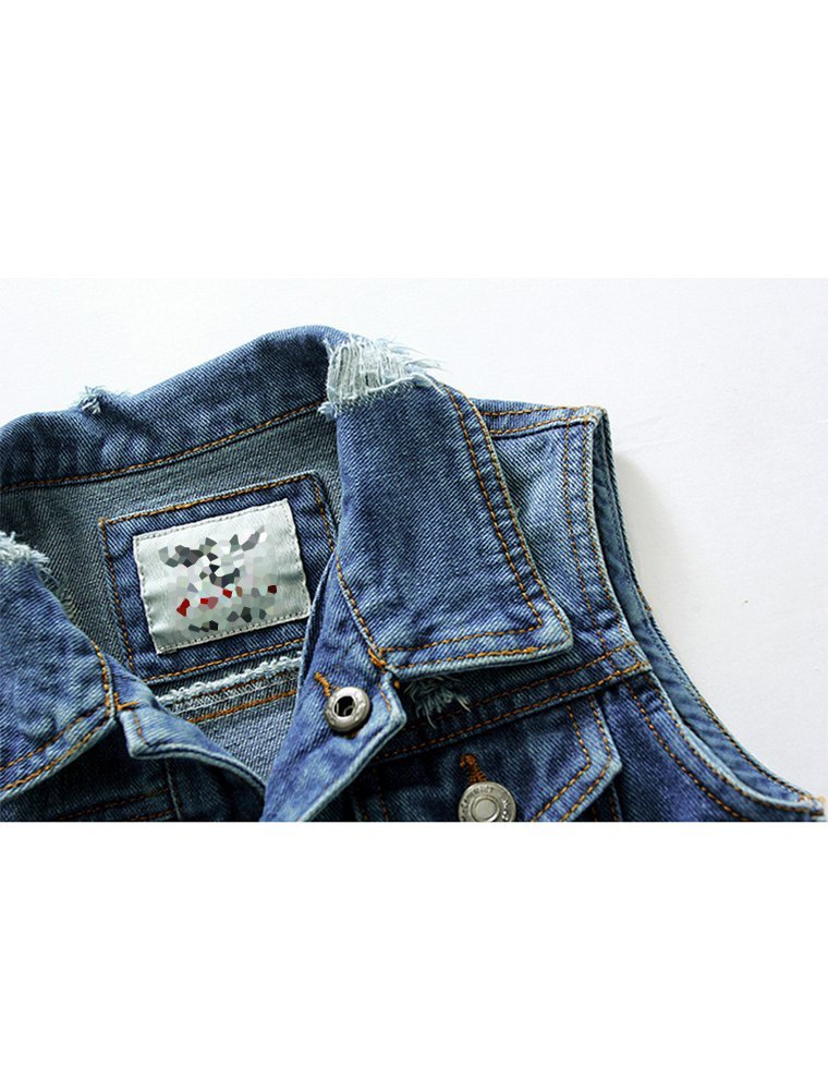 Little Boys Girls Spring Autumn Denim Vest Jacket Waistcoat Top Style2 Blue 120