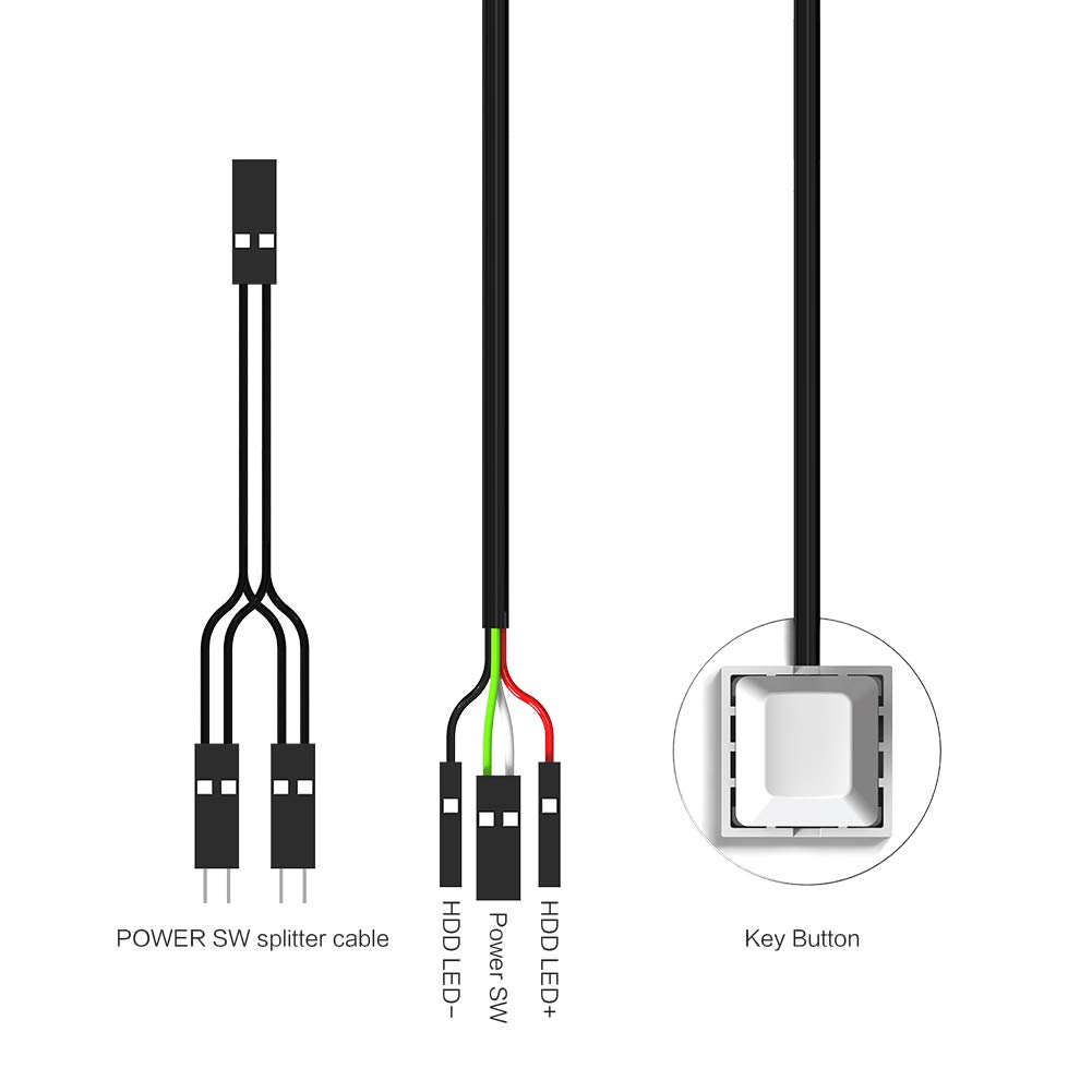 DKE Power Supply Control Adapter Cable 2M External PC Power Button ATX Desktop Computer Case Motherboard Switch On Off Power SW Cables
