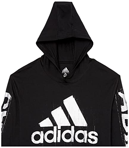 adidas Boys' Long Sleeve Adi Warp Hooded Tee, Black with Silver, Large (14/16)