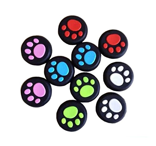 Analog Silicone Thumb Stick Grips Cap Joystick ThumbSticks Caps Cover for PS4 PS3 Xbox One Xbox 360 PS2 Game Controllers (4 x Red Cat Dog Paw)