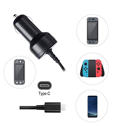 Amazon Basics Car DC Charger for Nintendo Switch - 6 Foot Cable, Black