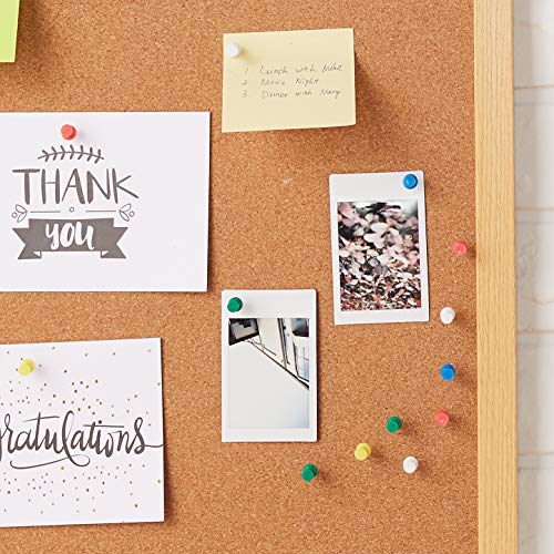 Amazon Basics Push Pins Tacks, Assorted Colors, Steel Point, 200-Pack