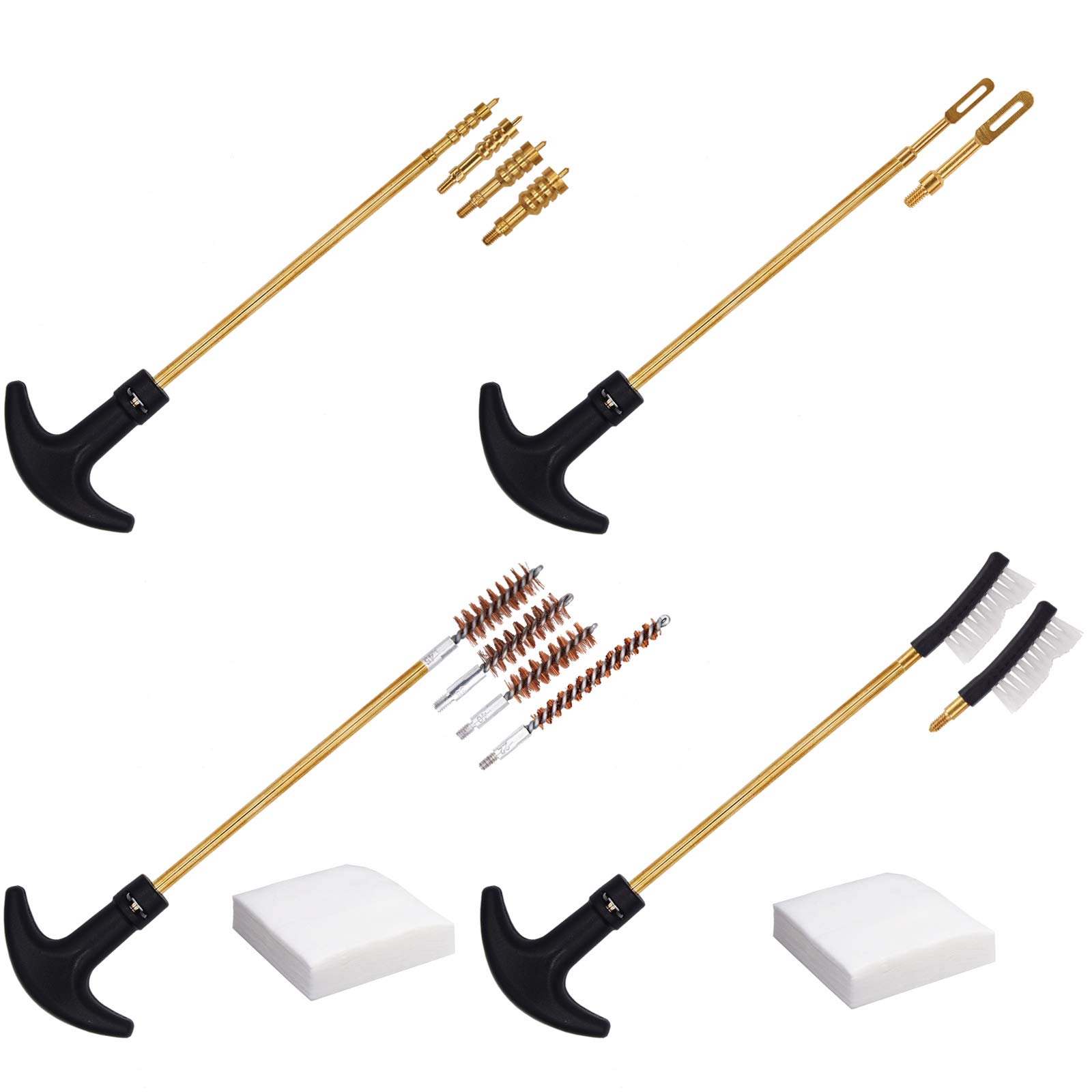 APCHYWELL 18 PCS Handgun Cleaning Kit for.22 .9mm/.357/.38/ .40 .45 Caliber Pistol with Bronze Bore Brush, Brass Jag Adapter, Empty Bottle, Nylon Brushes