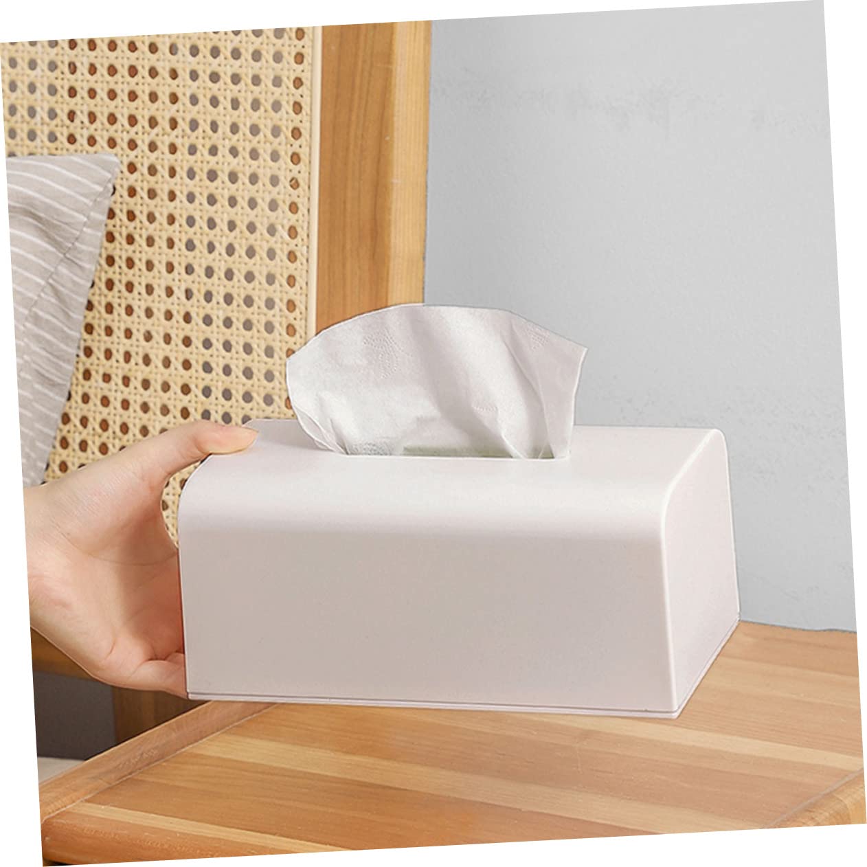 Amosfun 5pcs Box Paper Storage Box Car Tissue Holder Desktop Storage Case Rectangular Paper Holder Modern Tissue Case Tissue Case Container Pp Remote Control Toilet Paper Box White Office