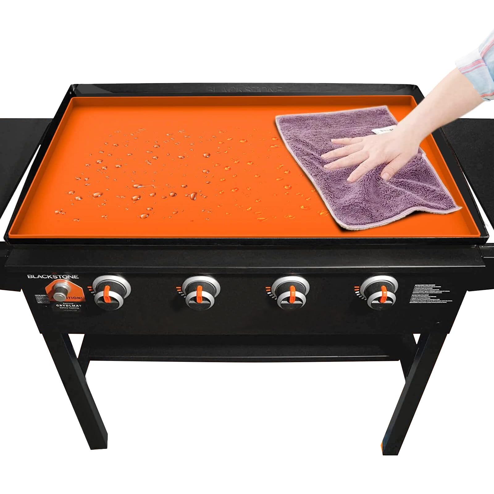 AJinTeby 28" Griddle Mat Silicone Protective Cover for Blackstone Griddle, Magnetic Protective Cover Mats Outdoor/Indoor Food-Grade Silicone Mat Safe BBQ,Orange