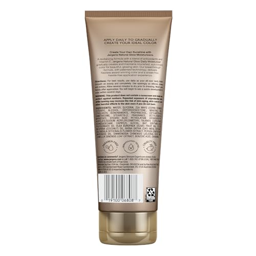 Jergens Natural Glow Self Tanner Body Lotion, Sunless Tanning, Fair to Medium Skin Tone, Daily Moisturizer with Coconut Oil, Vitamin E and Antioxidants, 7.5 Oz