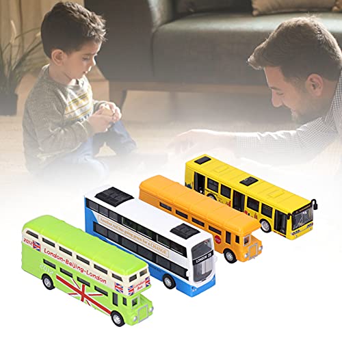 AOZU Kids Bus Model, Safe Materials Cartoon Graffiti Spray Paint Bus Toy Set for Kids((Group D, 4-Piece Set of Bus Sets))