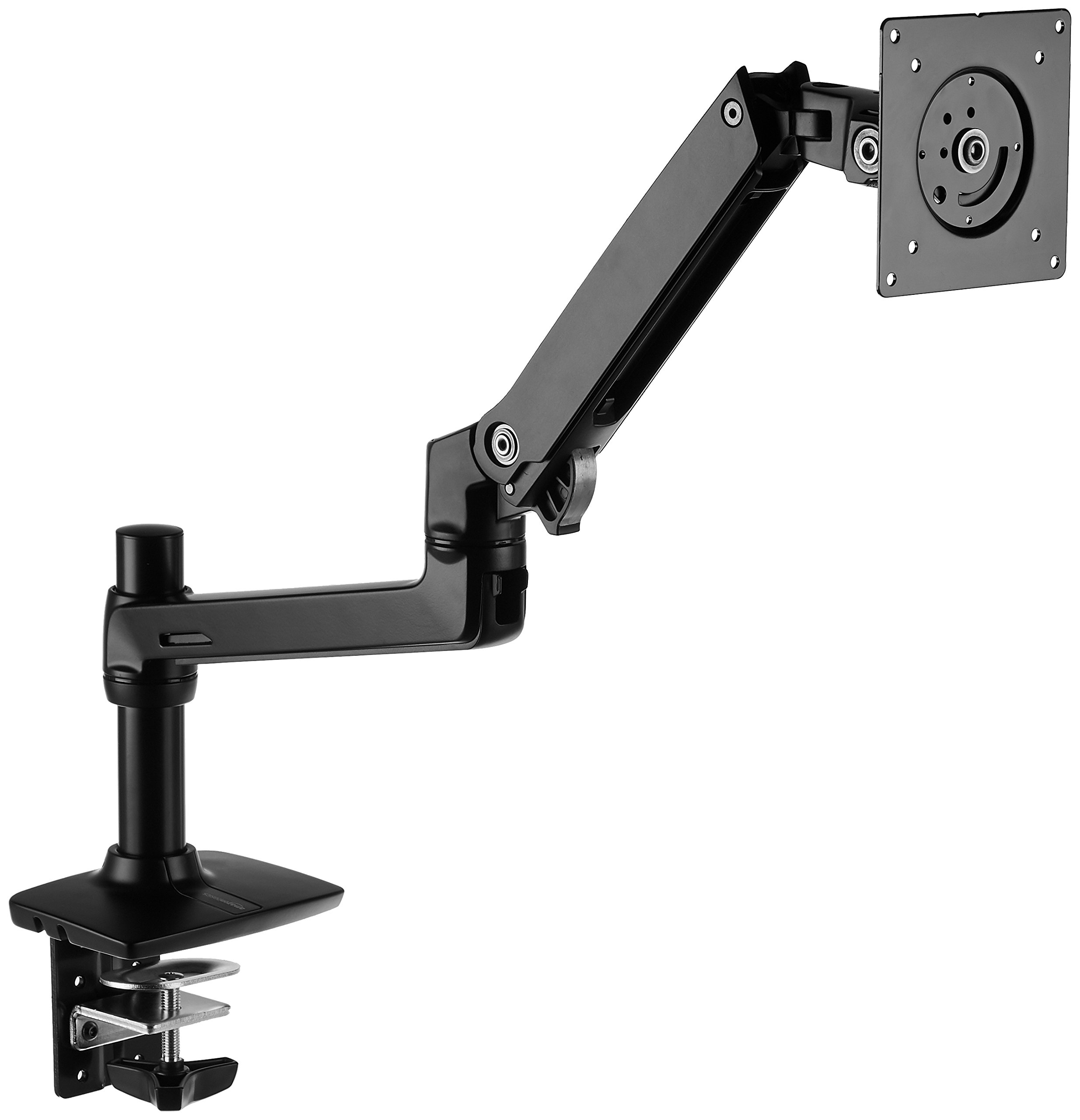 Amazon Basics Single Monitor Stand, Lift Engine Arm Mount, Aluminum, 2-Pack, Black
