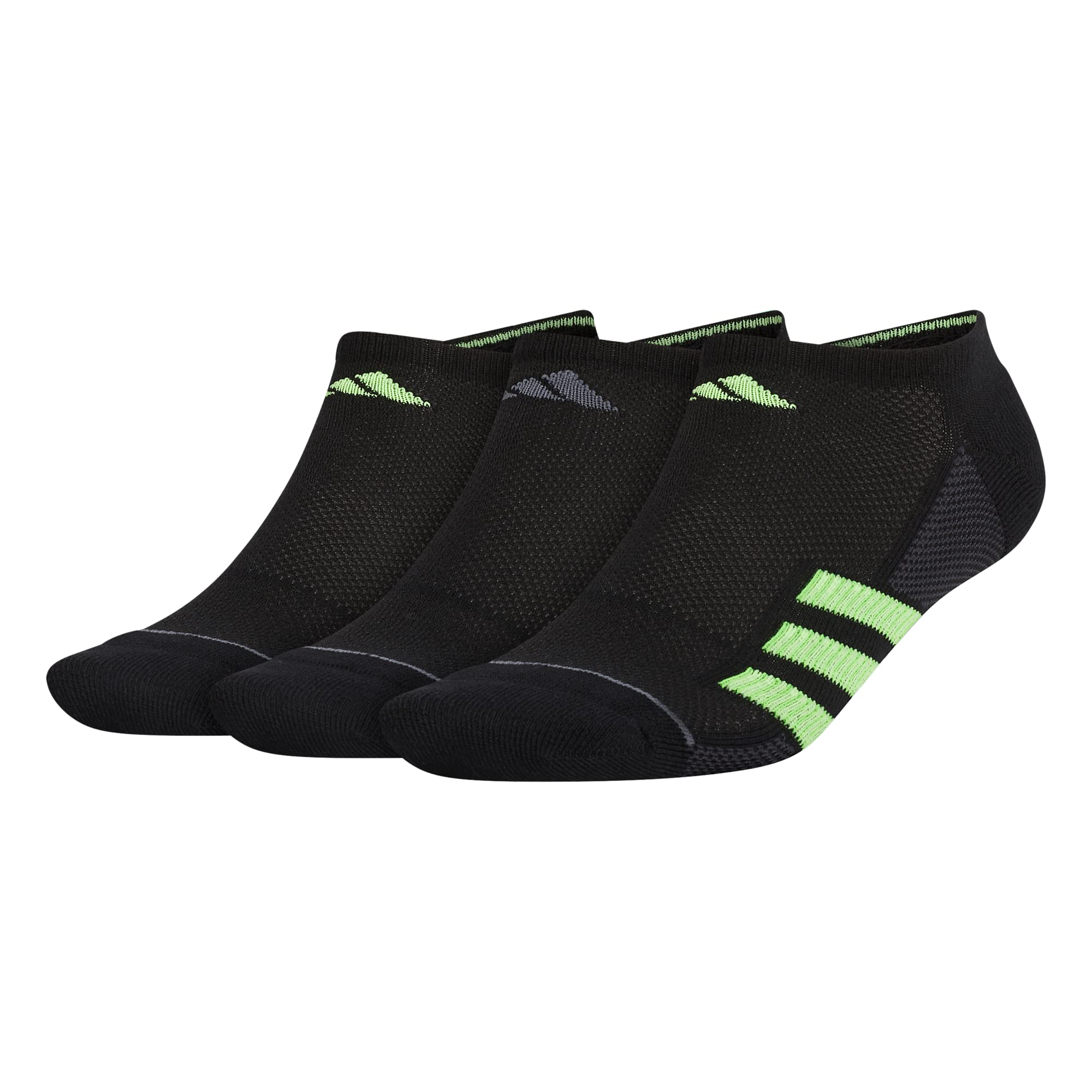 adidas Men's Superlite Stripe II 3-Pack No Show, Black/Onix Grey/Night Grey, Large